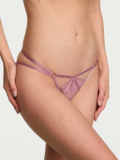 Victoria's Secret Very Sexy Rose Lace Overlay Thong Panty - Pink