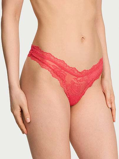 Victoria's Secret Very Sexy Rose Lace-trim Cut-out Thong Panty - Pink