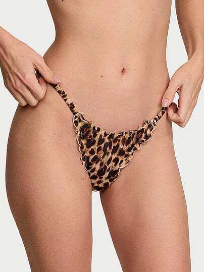 Victoria's Secret Very Sexy Lace Strappy Hardware Peekaboo Thong Panty - Print