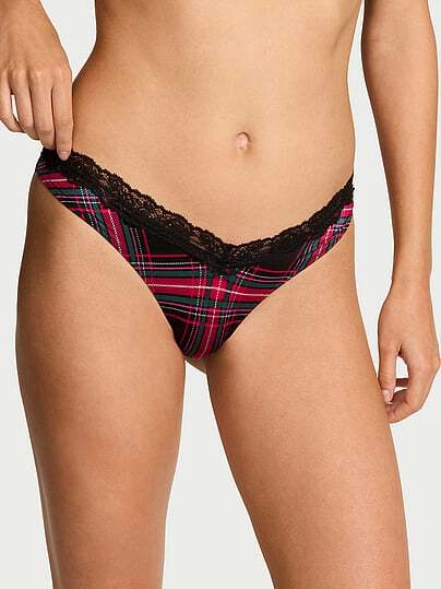 Victoria's Secret Very Sexy Rose Lace-trim Cut-out Thong Panty - Print