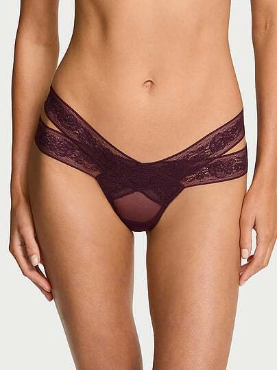 Victoria's Secret Very Sexy Rose Lace-trim Cut-out Thong Panty - Purple