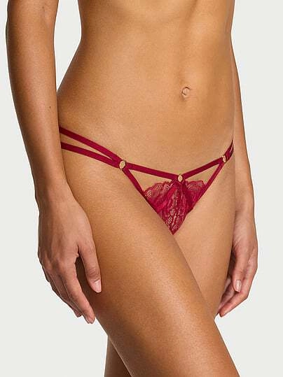 Victoria's Secret Very Sexy Sheer Reveal Mesh-trim Strappy-back Thong Panty - Red