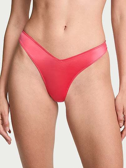 Victoria's Secret Very Sexy Lace Strappy Hardware Peekaboo Thong Panty - Red