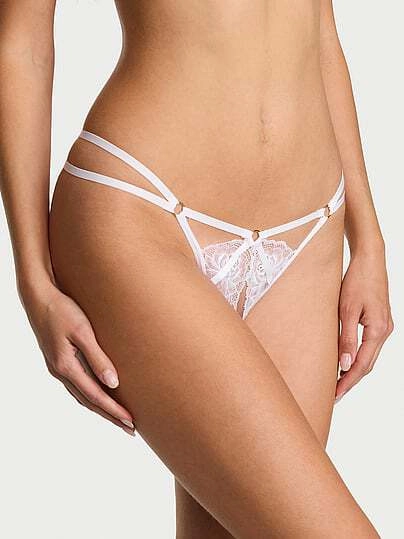 Victoria's Secret Very Sexy Smooth Strappy-back High-leg Thong Panty - White,ivory