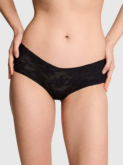 Pink No-show Hiphugger Panty - Black