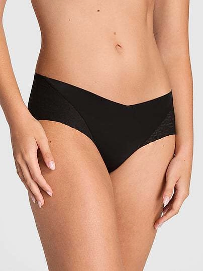 Pink No-show Hiphugger Panty - Black