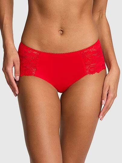 Pink No-show Hiphugger Panty - Red