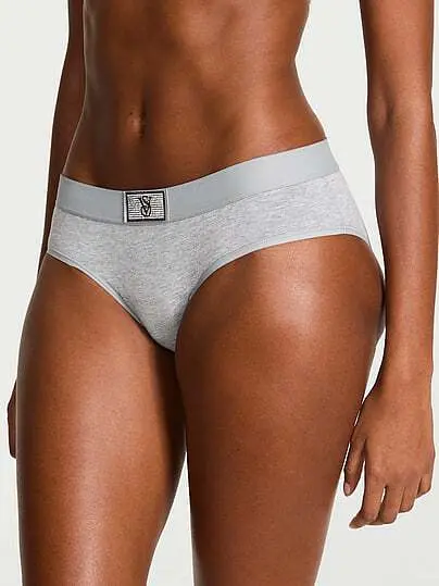 Victoria's Secret Cotton Sheer Heritage Logo Hiphugger Panty - Grey