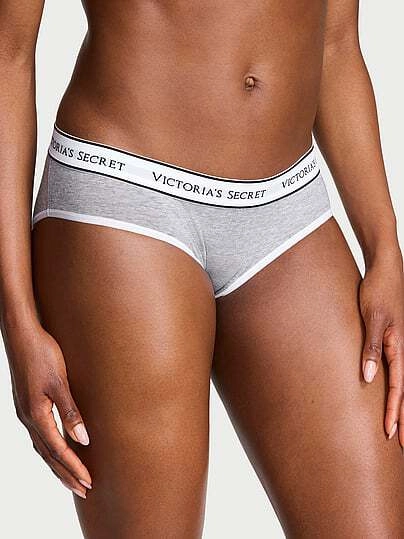 Victoria's Secret Cotton Logo Hiphugger Panty - Grey