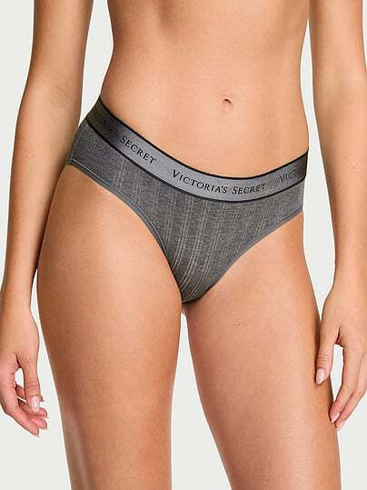 Victoria's Secret Cotton Logo Hiphugger Panty - Grey