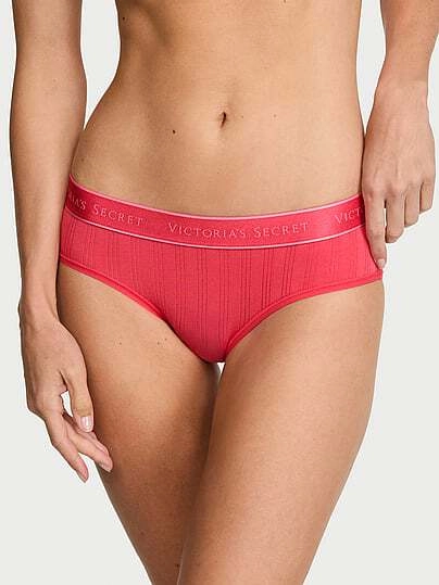 Victoria's Secret Cotton Logo Hiphugger Panty - Red