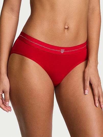 Victoria's Secret Cotton Logo Strappy Hiphugger Panty - Red