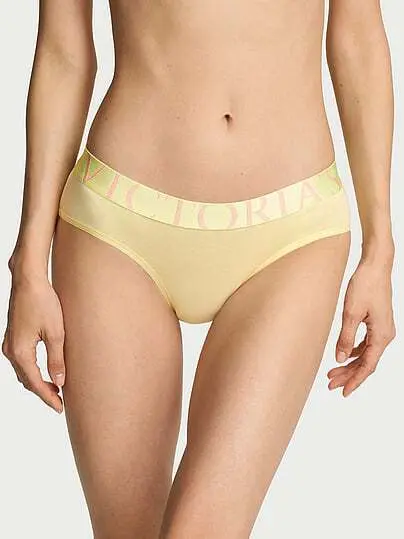 Victoria's Secret Cotton Sheer Heritage Logo Hiphugger Panty - Yellow