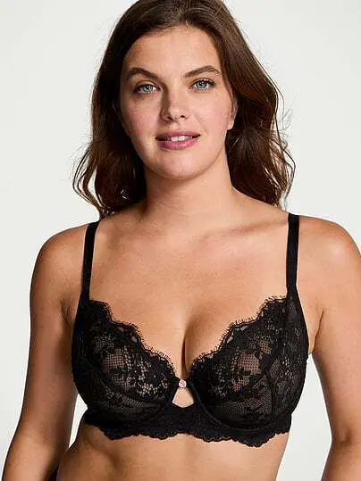 Victoria's Secret Dream Angels Fabulous Peony Embroidery Unlined Full-cup Bra - Black