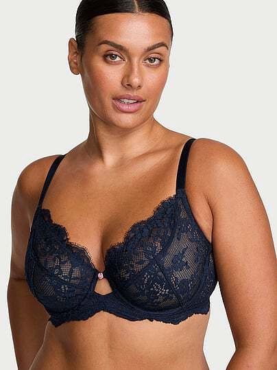 Victoria's Secret Dream Angels Fabulous Watercolor Embroidery Unlined Full-cup Bra - Blue