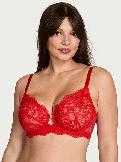 Victoria's Secret Dream Angels Fabulous Watercolor Embroidery Unlined Full-cup Bra - Red