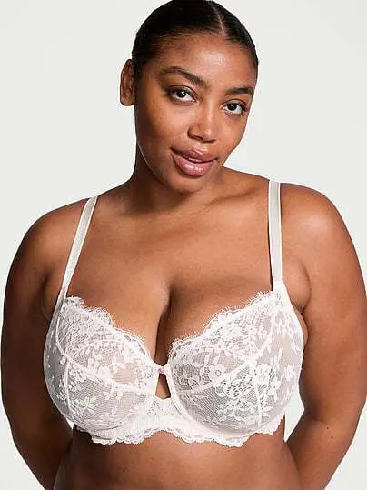 Victoria's Secret Dream Angels Fabulous Peony Embroidery Unlined Full-cup Bra - White,ivory