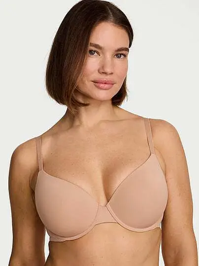 Victoria's Secret The T-shirt Cotton Exploded Logo Lightly Lined Demi Bra - Beige