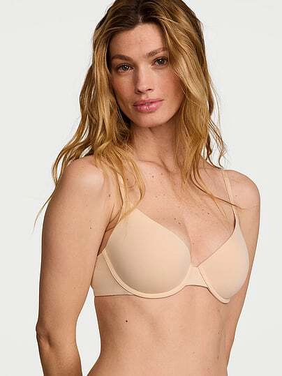 Victoria's Secret The T-shirt Cotton Exploded Logo Lightly Lined Demi Bra - Beige