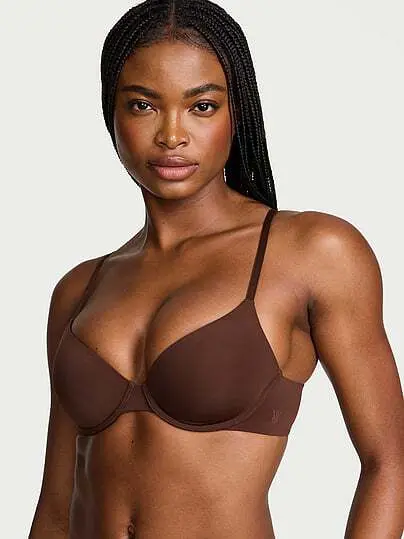 Victoria's Secret The T-shirt Cotton Exploded Logo Lightly Lined Demi Bra - Brown