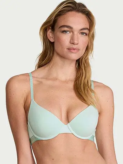 Victoria's Secret The T-shirt Cotton Exploded Logo Lightly Lined Demi Bra - Green
