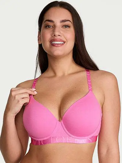 Victoria's Secret The T-shirt Cotton Exploded Logo Lightly Lined Demi Bra - Pink