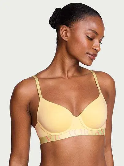 Victoria's Secret The T-shirt Cotton Exploded Logo Lightly Lined Demi Bra - Yellow