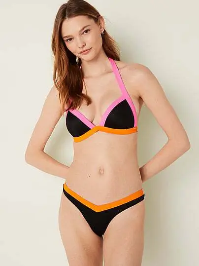 Pink V-front Itsy Bikini Bottom - Black