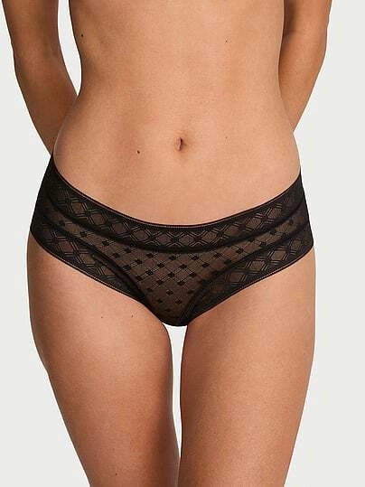 Victoria's Secret The Lacie Dot Geo Lace Cheeky Panty - Black