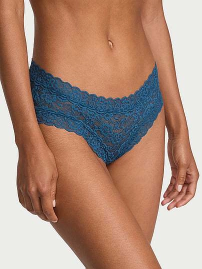 Victoria's Secret The Lacie Dot Geo Lace Cheeky Panty - Blue