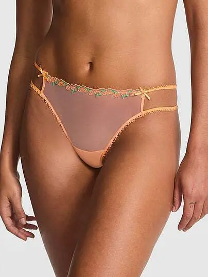 Pink Lace Strappy Thong Panty - Pink
