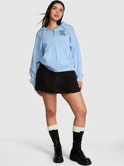 Pink Campus Fleece Full-zip Hoodie - Blue