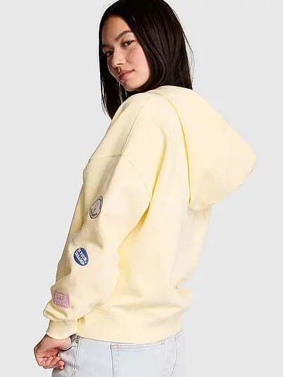 Pink Campus Fleece Full-zip Hoodie - Print