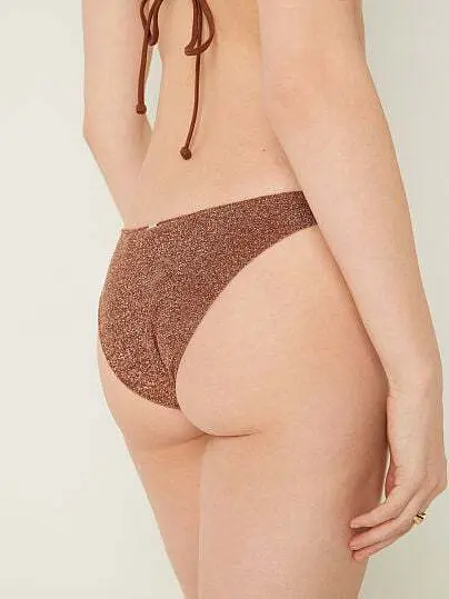 Pink Shimmer Brazilian Bikini Bottom - Brown