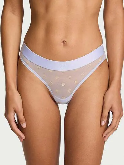 Victoria's Secret Cotton Exploded Logo Thong Panty - Gold