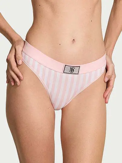 Victoria's Secret Cotton Exploded Logo Thong Panty - Print