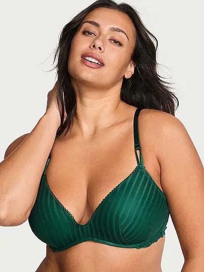 Victoria's Secret Sexy Tee Sheer Heritage Stripe Wireless Push-up Bra - Green