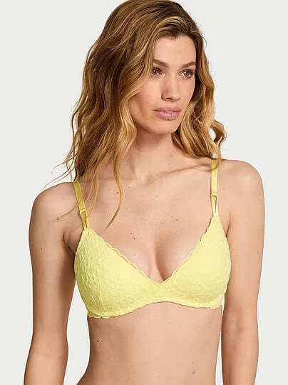 Victoria's Secret Sexy Tee Sheer Heritage Dot Wireless Push-up Bra - Yellow
