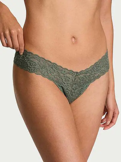 Victoria's Secret The Lacie Lace Lace-up Thong Panty - Green