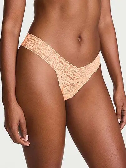 Victoria's Secret The Lacie Lace Lace-up Thong Panty - Orange