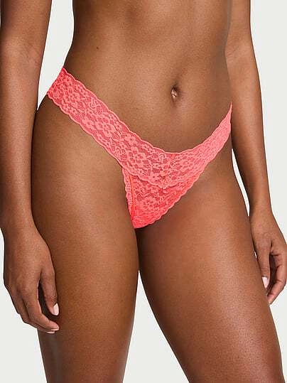 Victoria's Secret The Lacie Lace Thong Panty - Orange