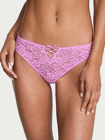 Victoria's Secret The Lacie Lace Lace-up Thong Panty - Pink
