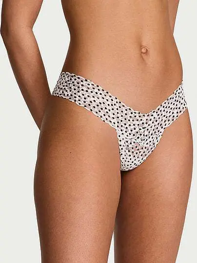Victoria's Secret The Lacie Lace-up Bow Thong Panty - Print