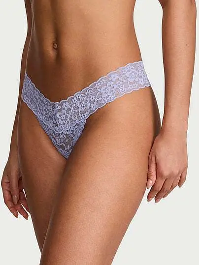 Victoria's Secret The Lacie Lace Lace-up Thong Panty - Purple