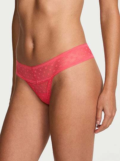 Victoria's Secret The Lacie Dot Geo Lace Thong Panty - Red