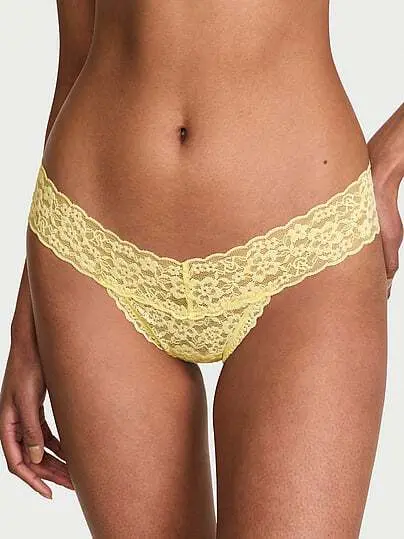 Victoria's Secret The Lacie Lace Thong Panty - Yellow