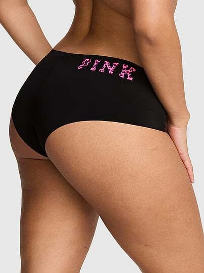Pink No-show Cheeky Panty - Black