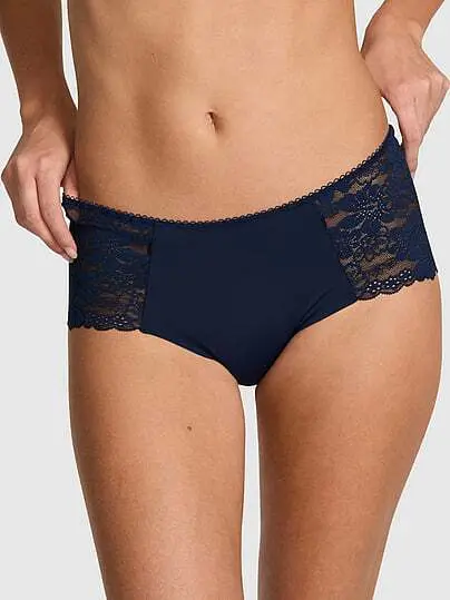 Pink No-show Cheeky Panty - Blue