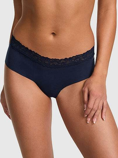 Pink No-show Cheeky Panty - Blue