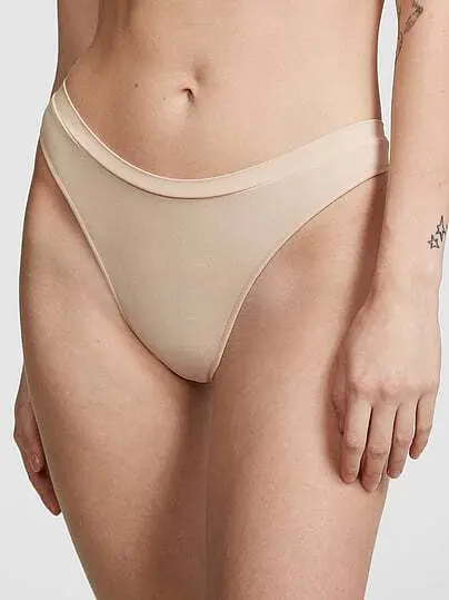 Pink Seamless High-leg Thong Panty - Beige